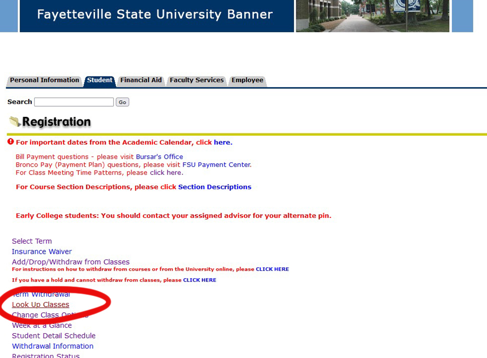 Registering for Classes at Fayetteville State University